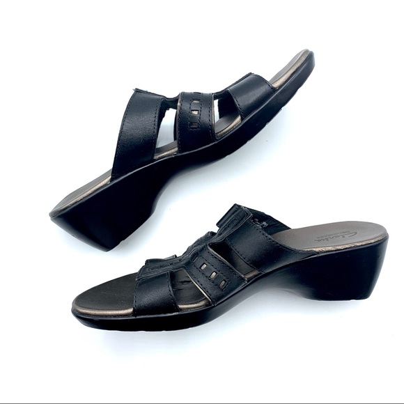 Clarks | Shoes | Clarks Bendable Black Leather Sandals | Poshmark